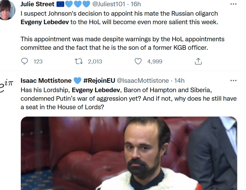 Ah the quirky Johnson family Rach talks about Putin's mental state 🙄 ...