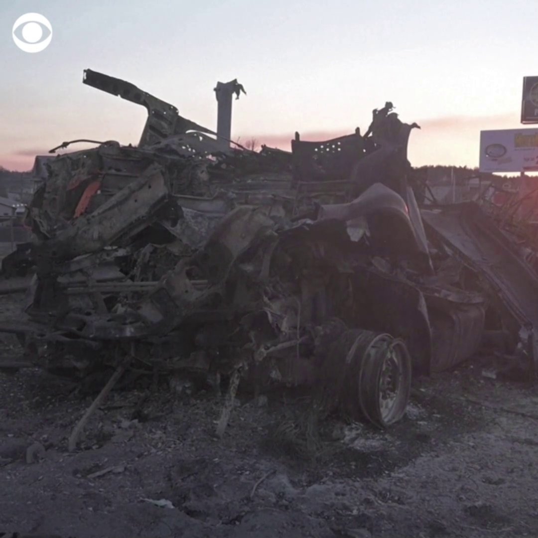 Footage from Monday shows the aftermath of intense fighting in the city ...