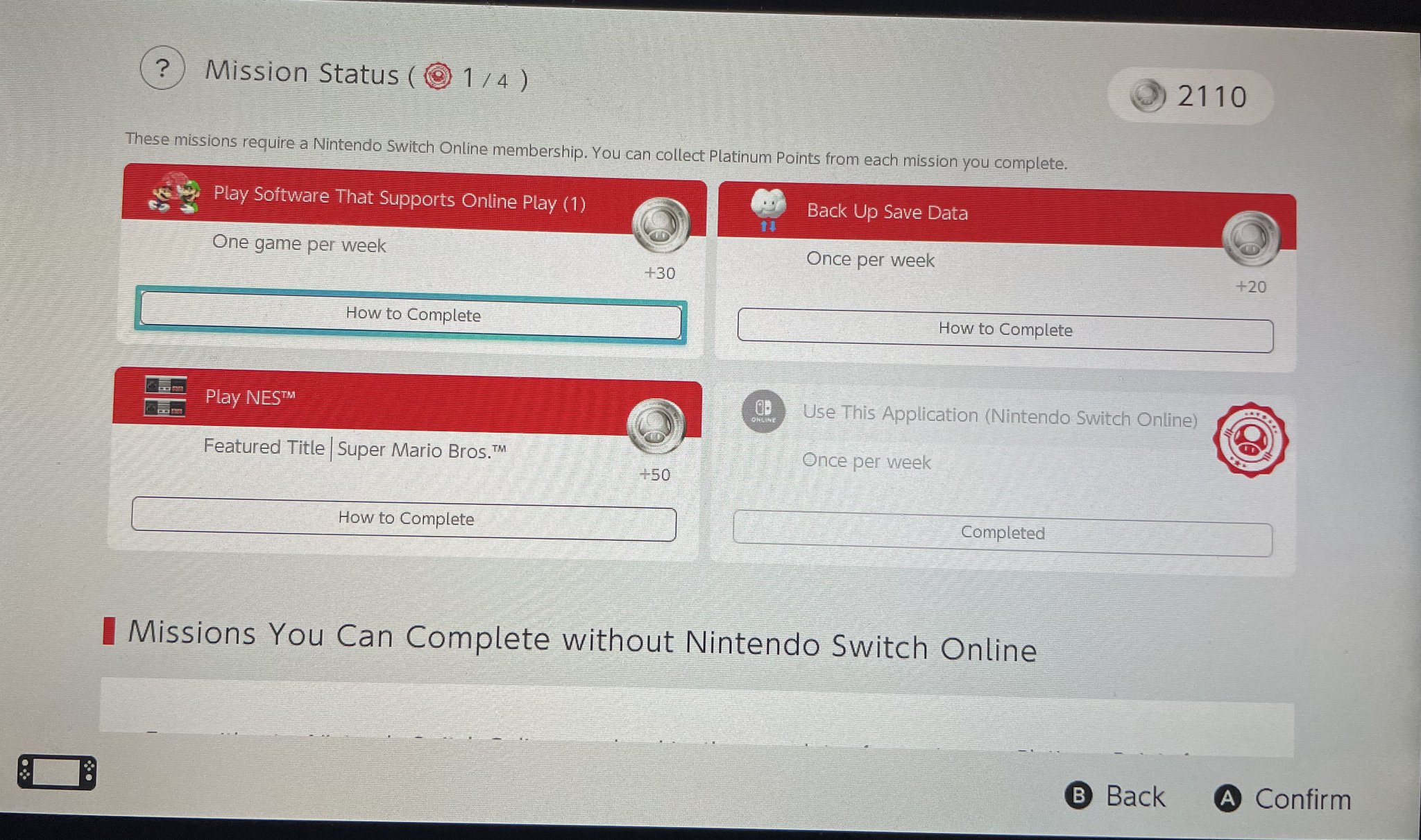 Wario64 on Twitter: "Missions & Rewards section added to Switch Online section on Switch ...