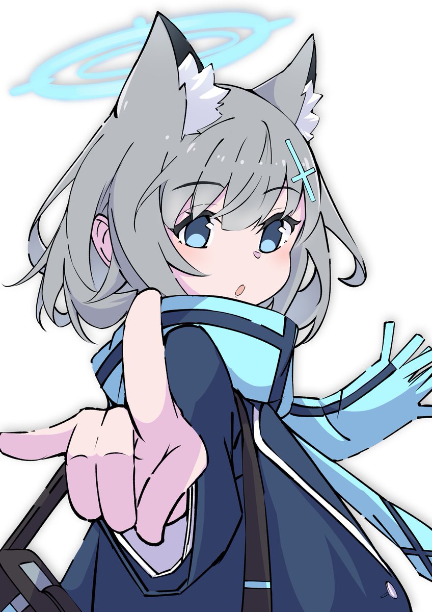 shiroko (blue archive) 1girl animal ears solo scarf blue scarf halo ...