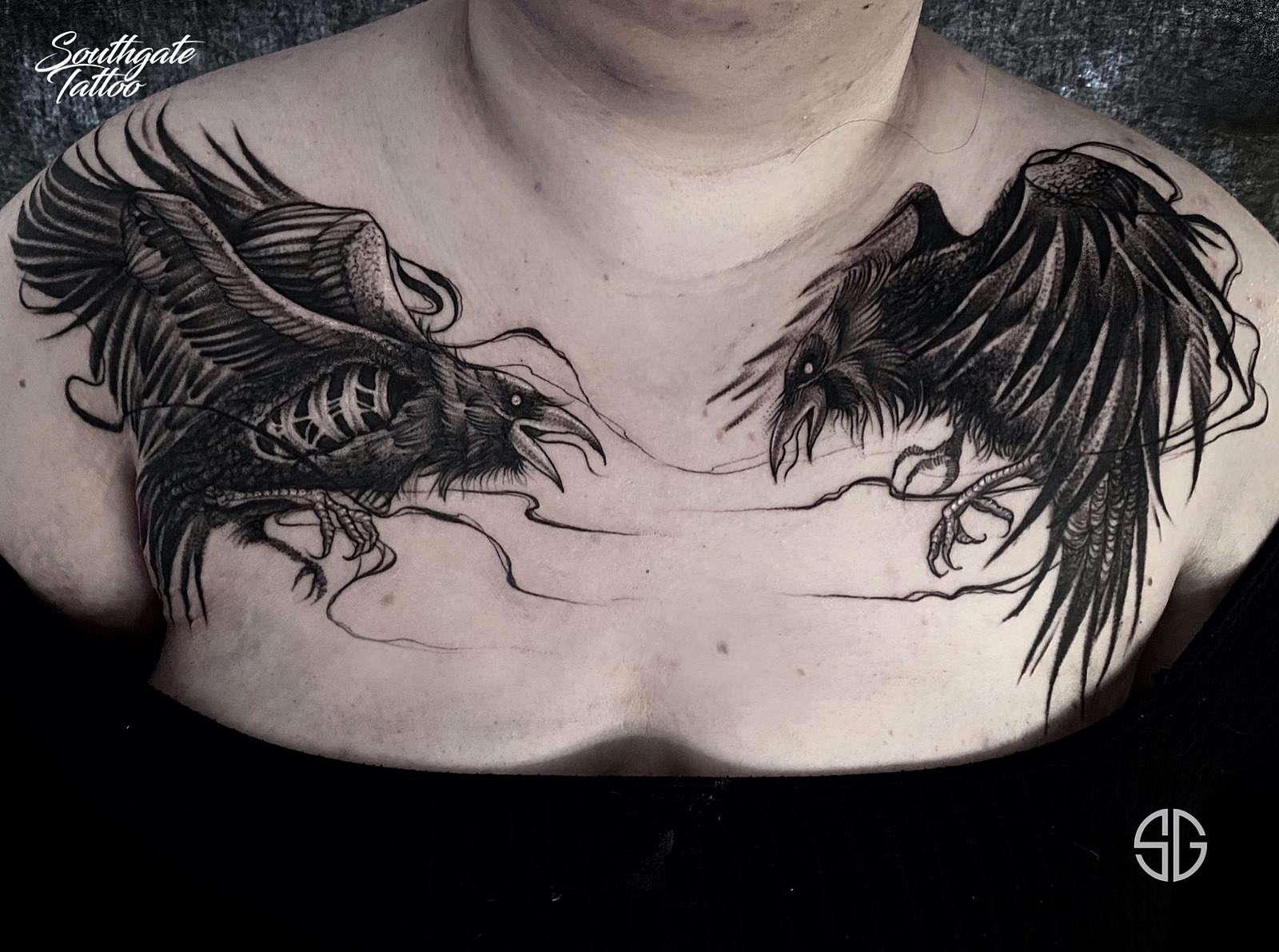 Blackwork Crow Tattoos Raven Tattoo 200+ Crow Tattoo Designs To