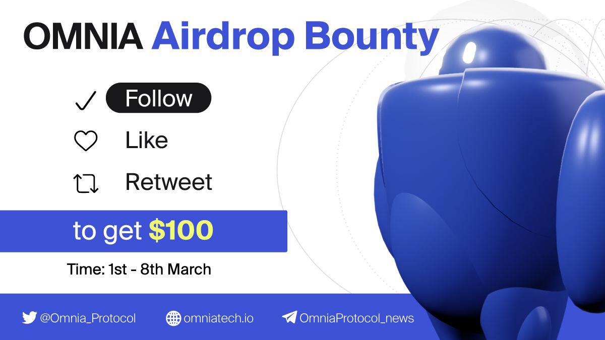 OMNIA Protocol on Twitter: " $OMNIA #Airdrop Bounty We will give away 100$ to 3 lucky persons ...