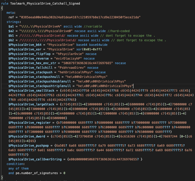 av_eip on Twitter: "$PhysicalDrive_smallStack string from that yara rule misses the stack string ...