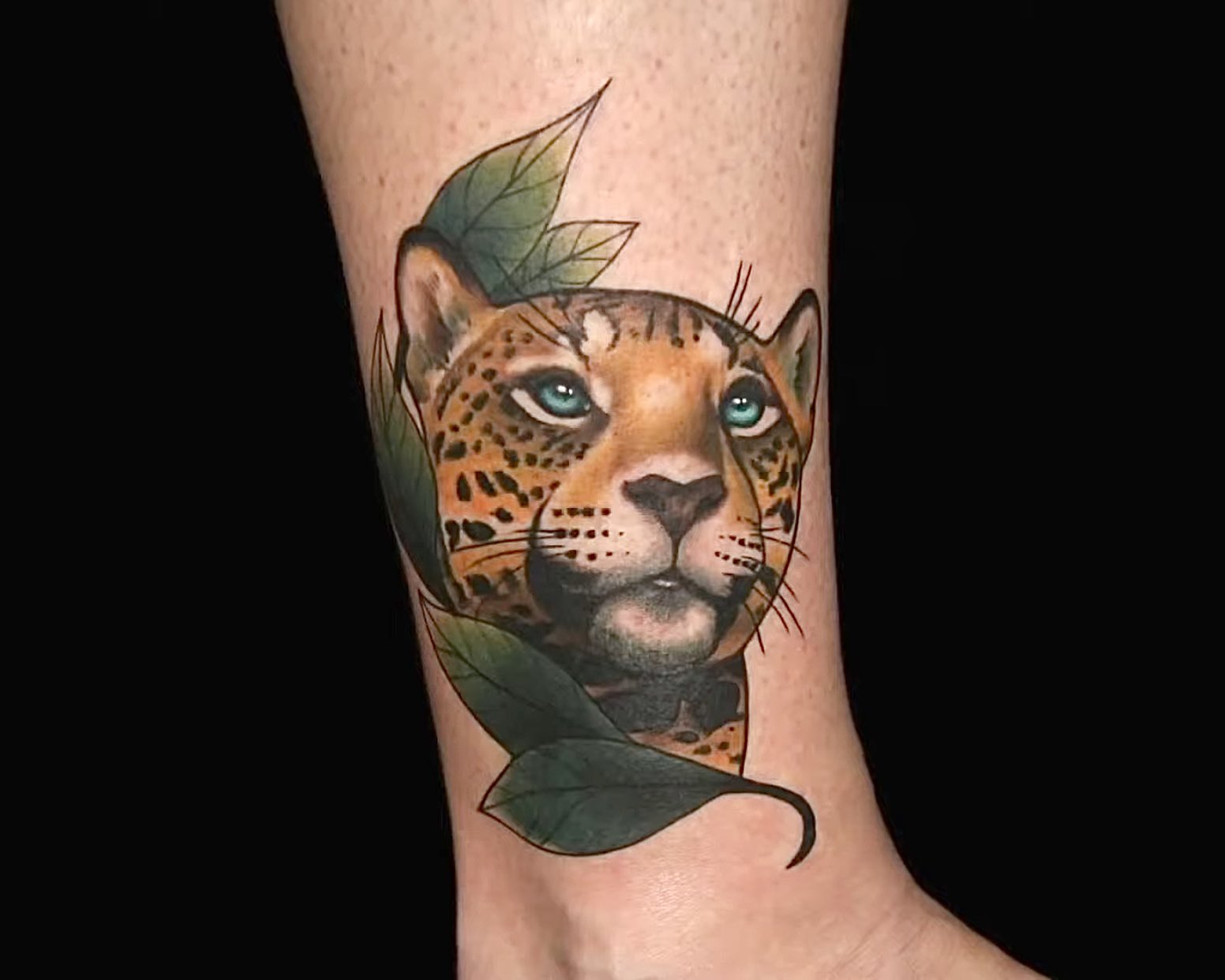 Traditional Cheetah Head Tattoo
