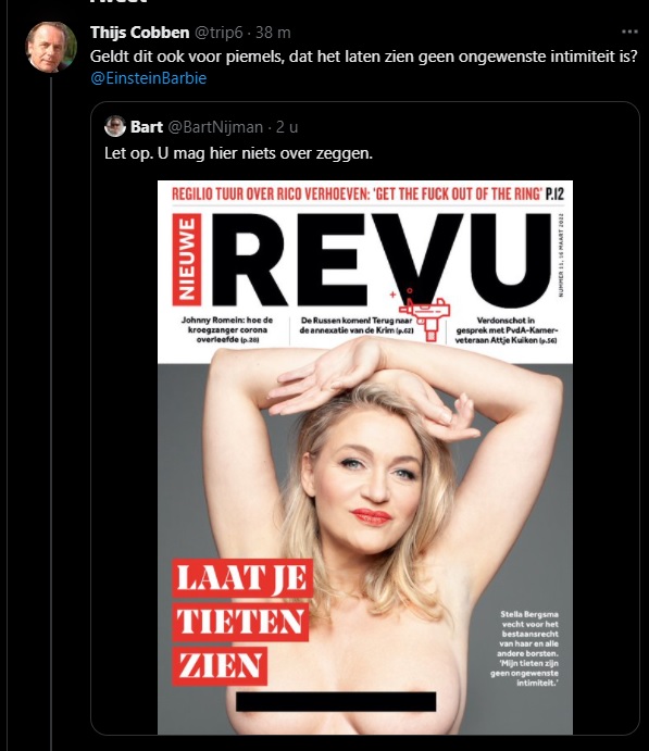 Stella Bergsma on Twitter: "Zeker, Thijs! In het openbaar op een plek waar dat mag is dat geen ...