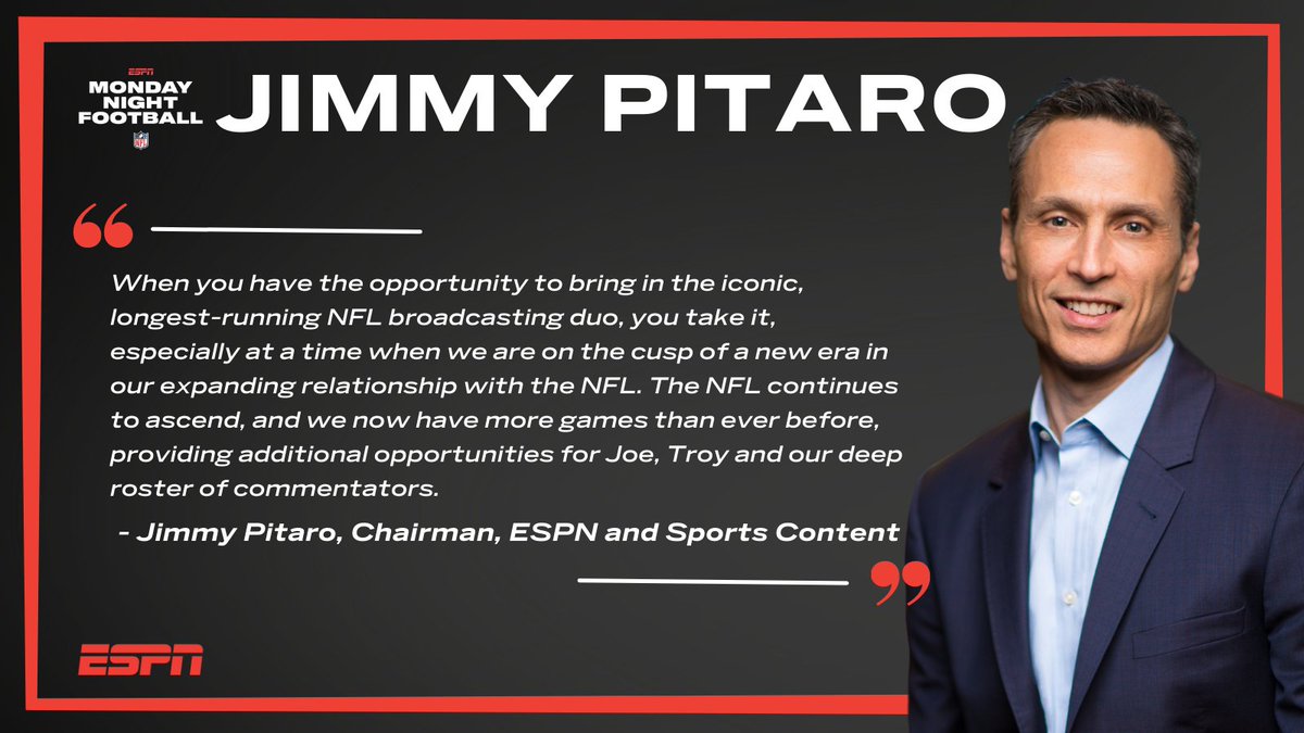 Jimmy Pitaro, Chairman, ESPN & Sports Content, on @ESPNNFL's new Monday ...