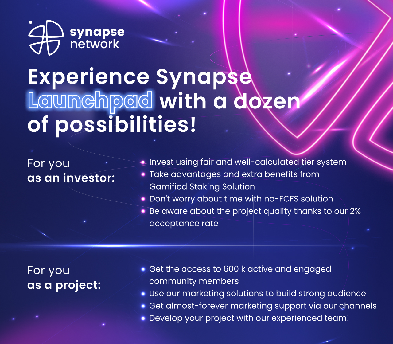 Synapse Network on Twitter: "Dozen of possibilities 🙌🏻 for you as an investor and as a project 🚀 ...