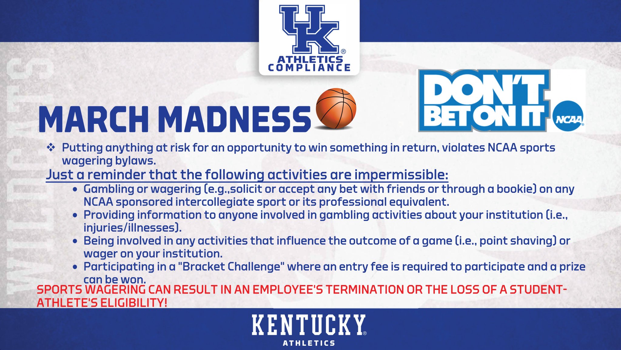 UK Compliance on Twitter: "March Madness reminder: Student-athletes and ...