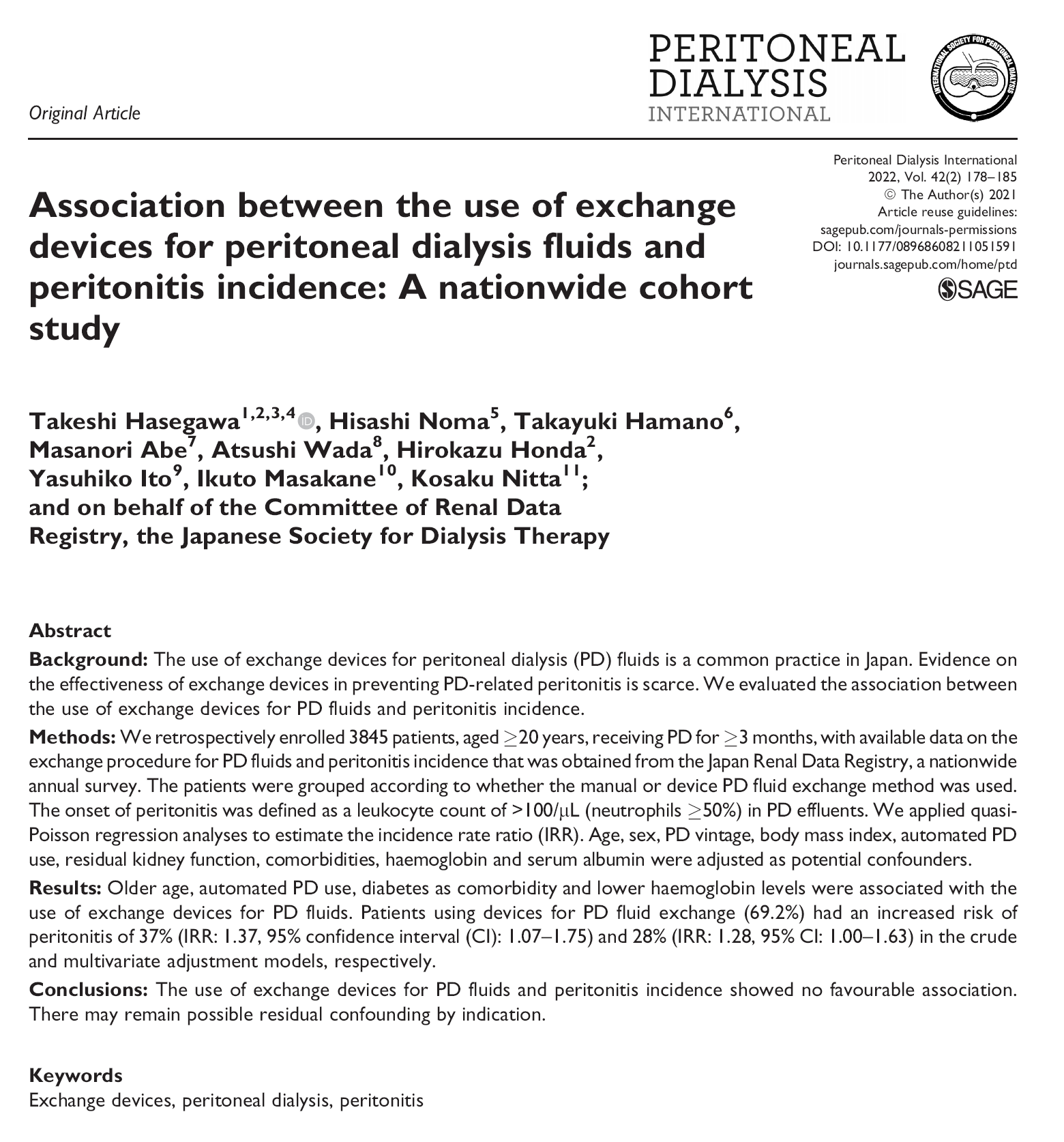 Peritoneal Dialysis International Journal on Twitter: "March 2022 - #NewIssue Alert - @PDI ...
