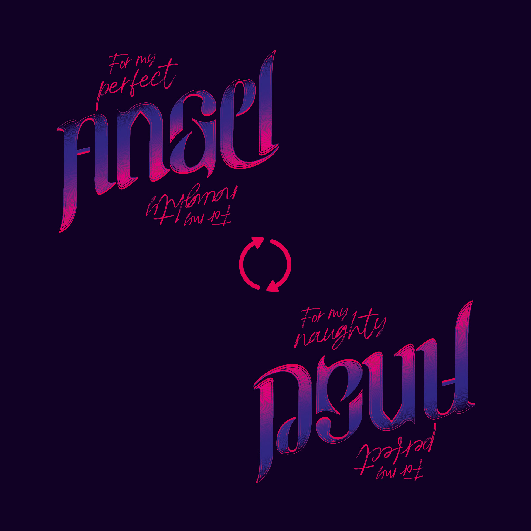 Angel And Devil Ambigram