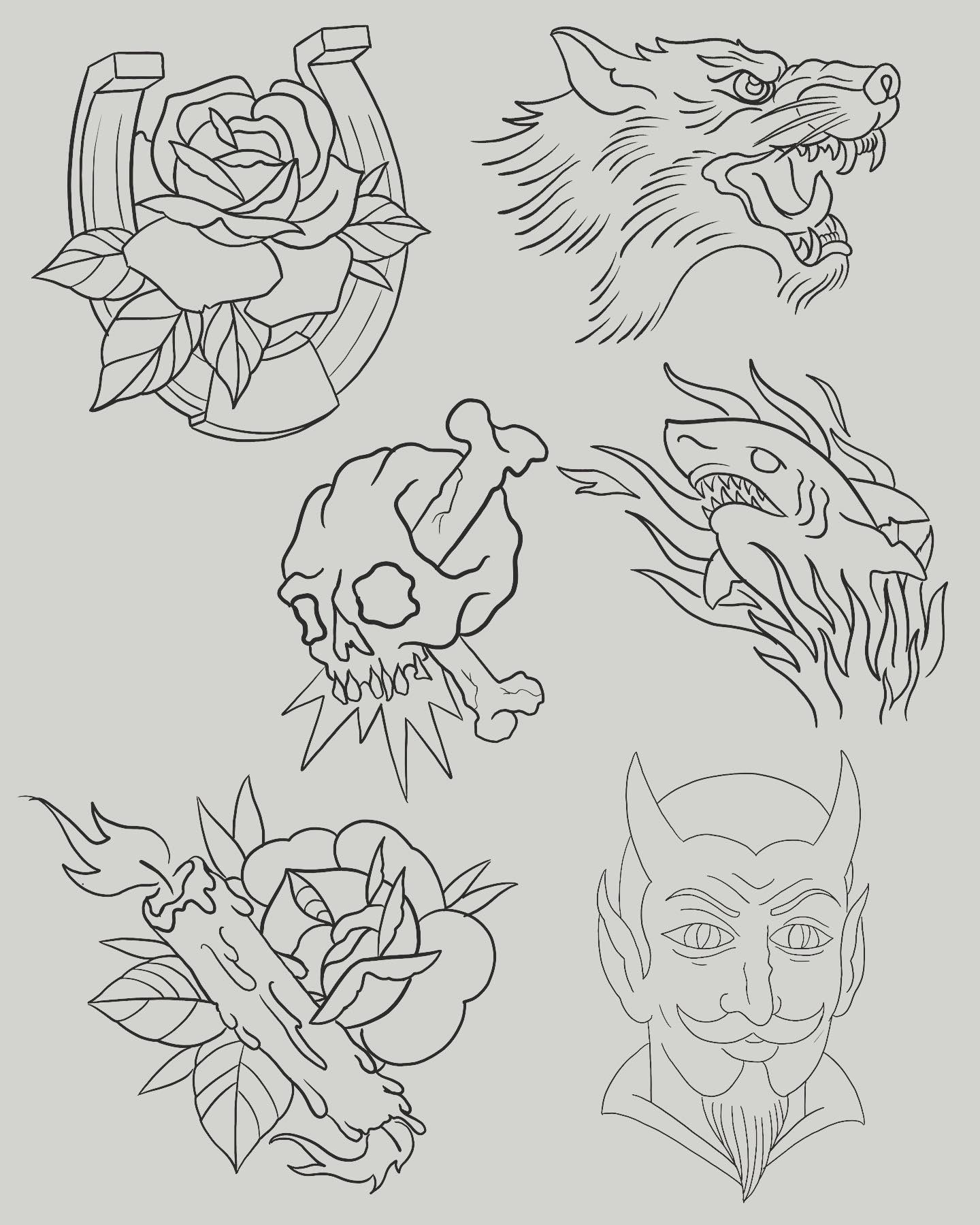 Tattoo Flash Sheets Outline