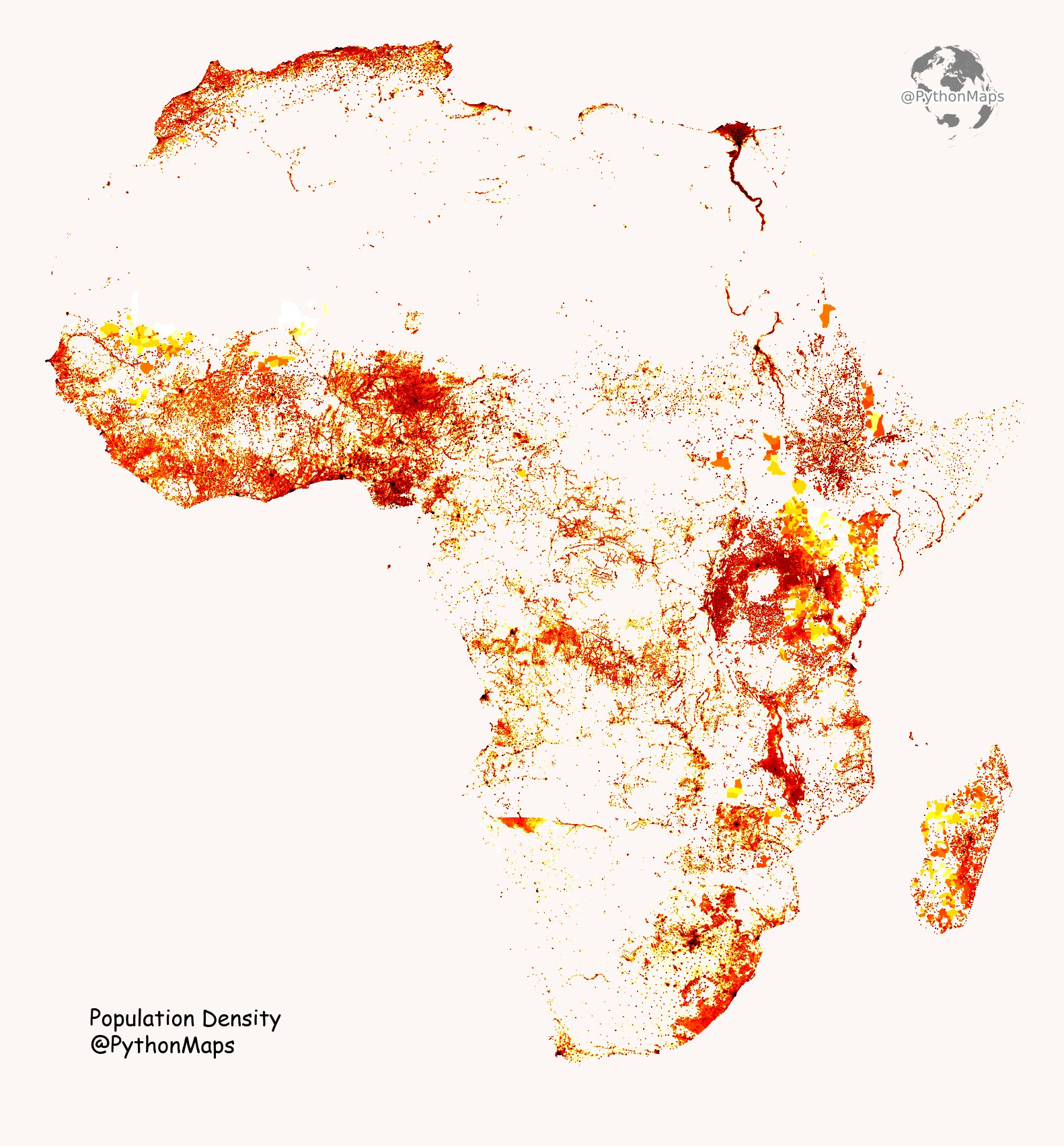 Population Density Map Of Africa