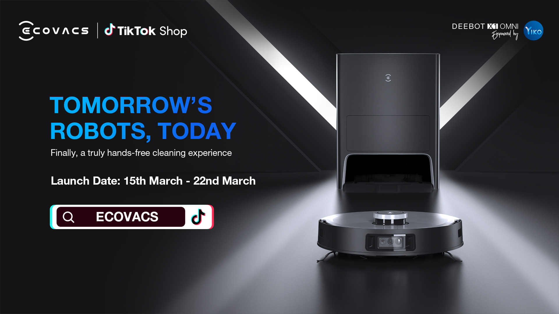 ECOVACS ROBOTICS on Twitter: "ECOVACS UK DEEBOT X1 Family Launch on TikTok. Tomorrow’s Robots ...