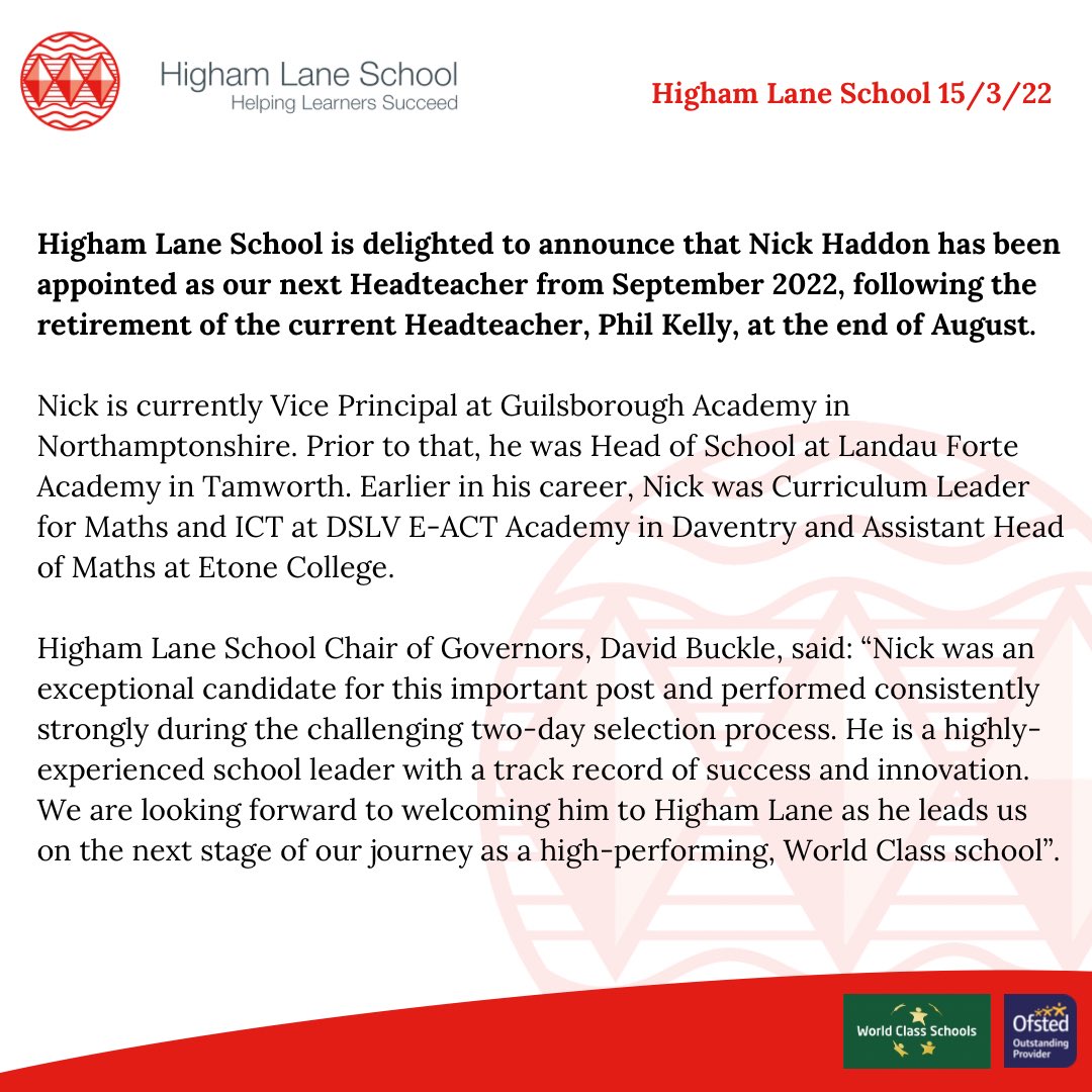 Higham Lane School - Welcome