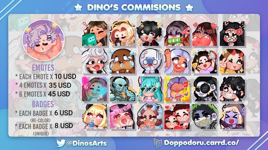 🌸 Dino'sDust || EMOTE ARTIST (OPEN CMMS) 🌸 on Twitter: "@TTVDarMen Hello! I have open ...