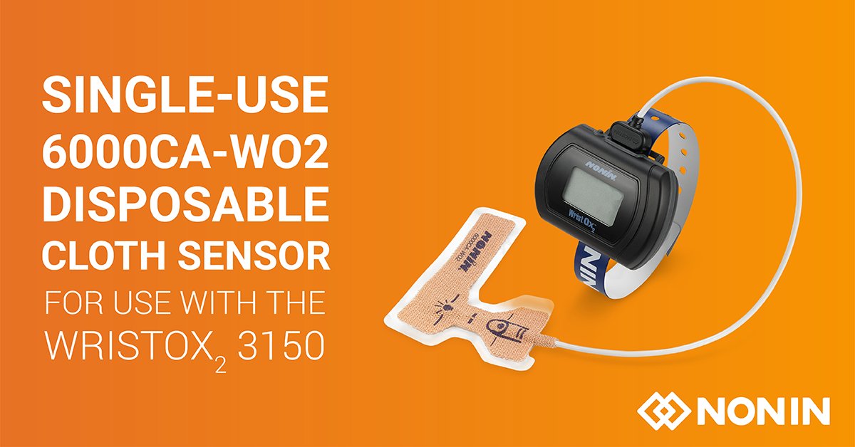 Nonin Medical on Twitter: "The new 6000CA-WO2 sensor for the WristOx2 Model 3150 is a disposable ...