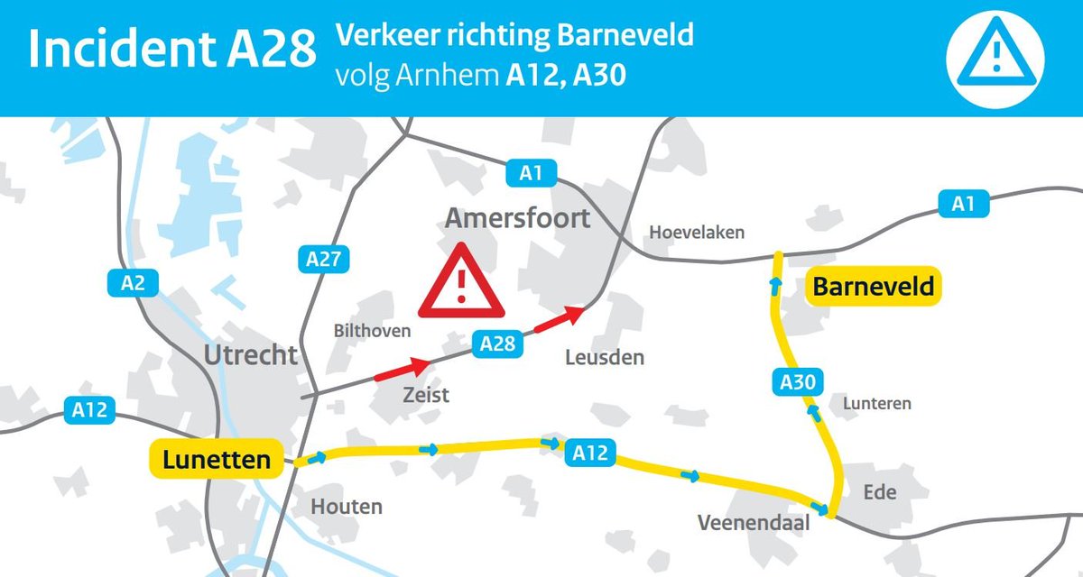 Rijkswaterstaat Verkeersinformatie on Twitter: "De #A28 is dicht richting Zwolle bij de afrit ...