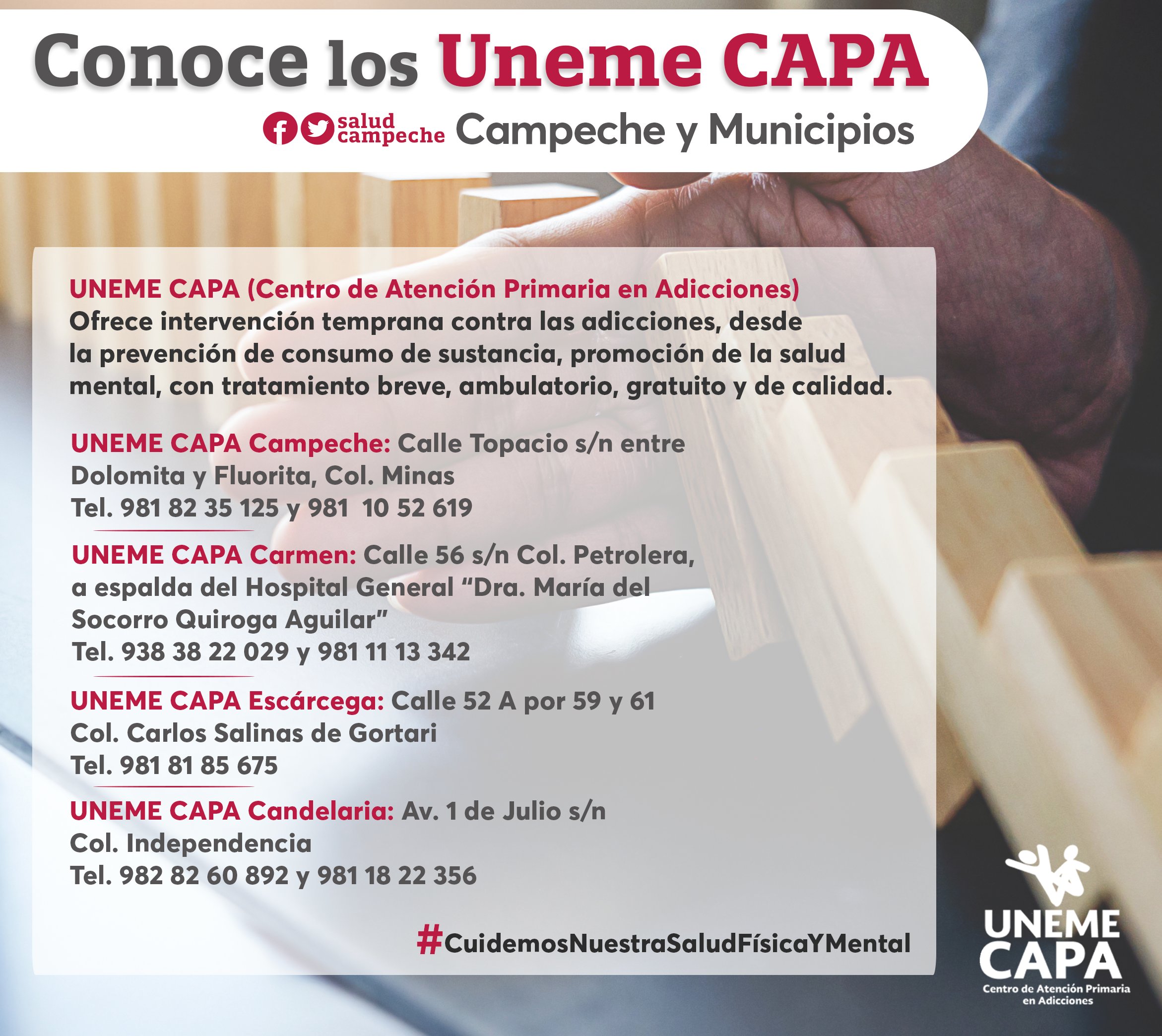 Salud Campeche on Twitter: "Conoce los servicios que te ofrecen los UNEME-CAPA para apoyarte con ...