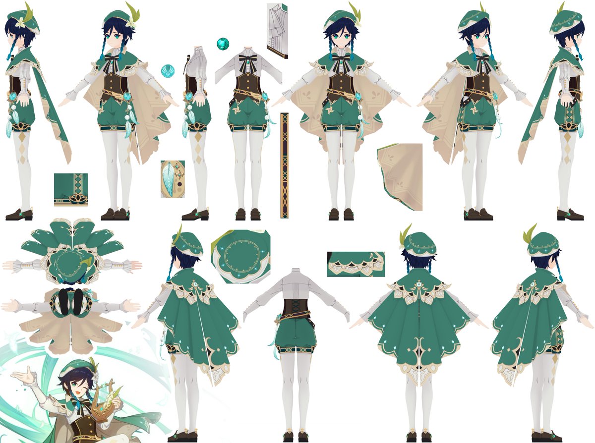 Archive on Twitter: "RT @DragaliaArchive: Model references for Venti - Genshin Impact"