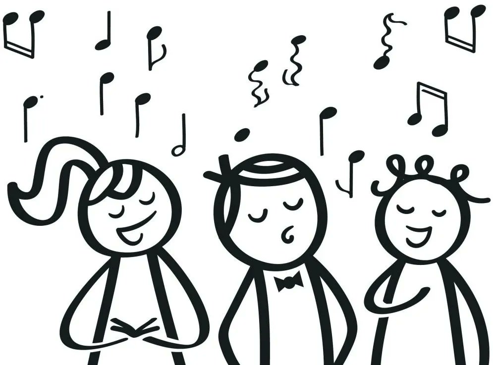 Group Singing Clipart Black And White