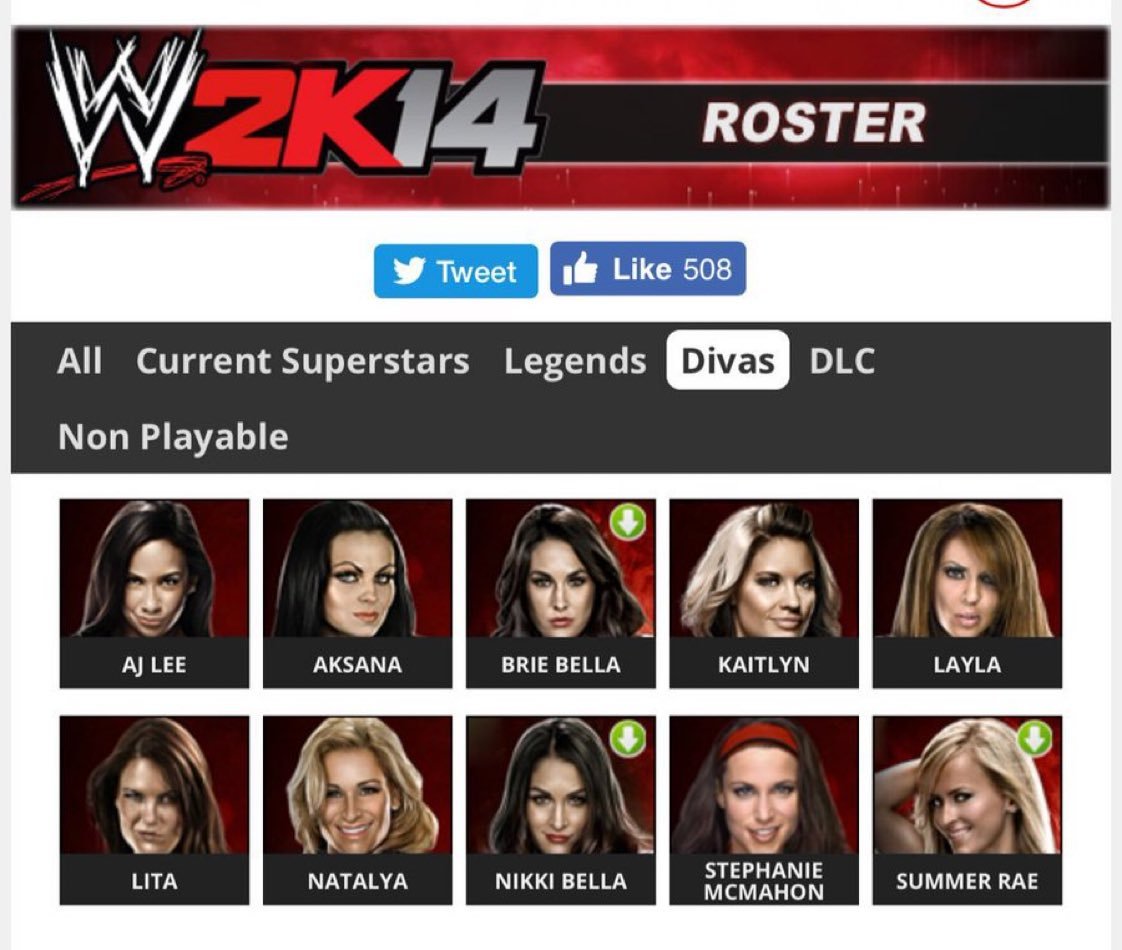 Wwe2k14 Roster
