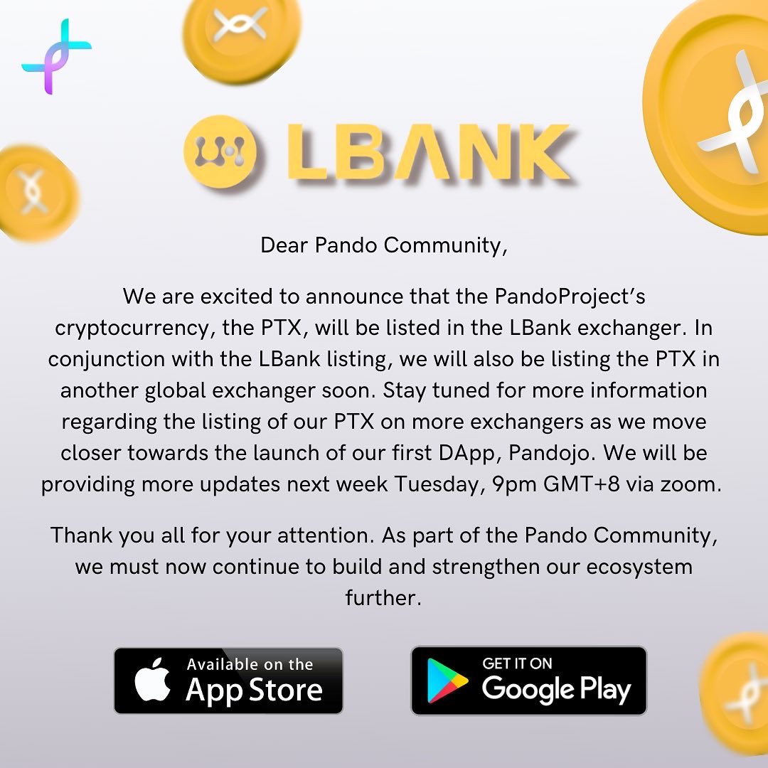 PandoProject on Twitter: "We’re finally here! The PTX will be listed in LBank and we will ...