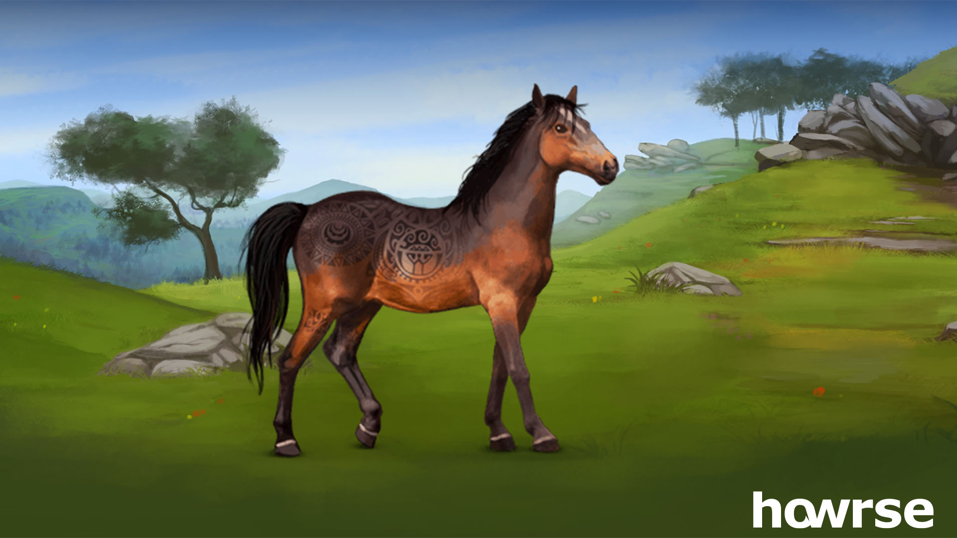 Wild Horses On Howrse Background