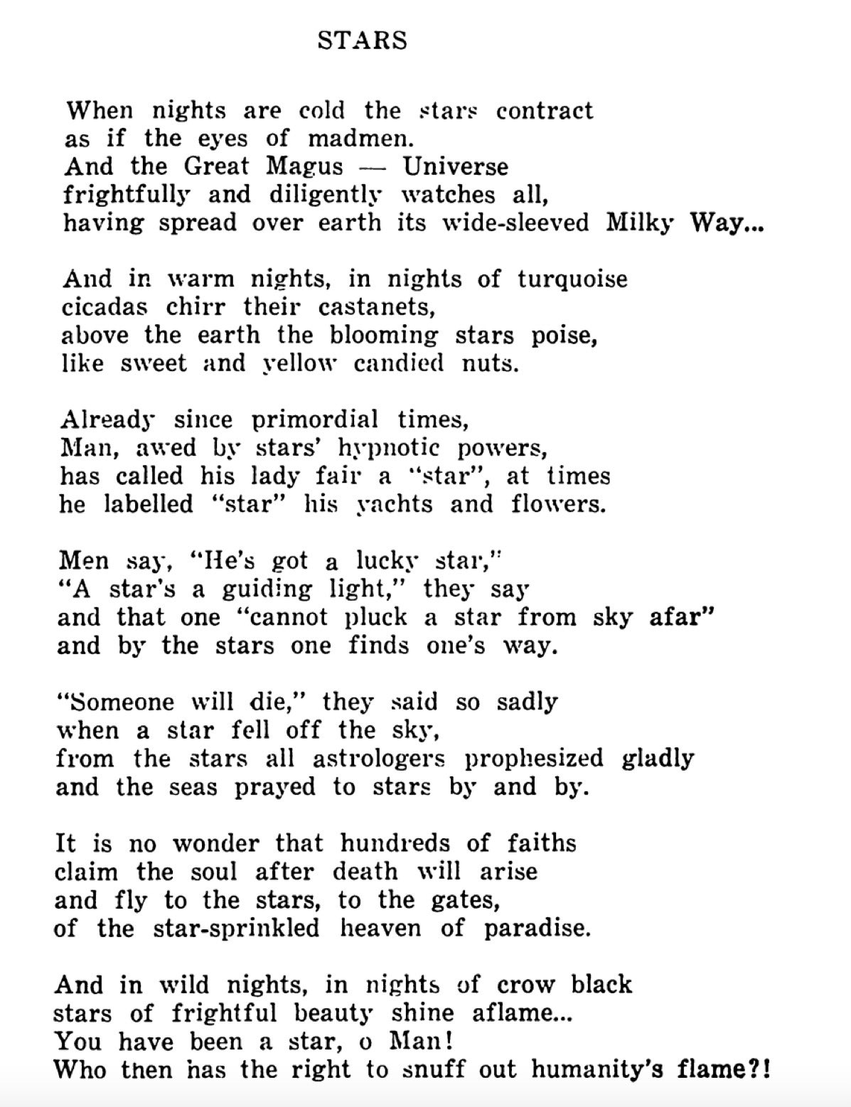 Famous Poems About Stars
