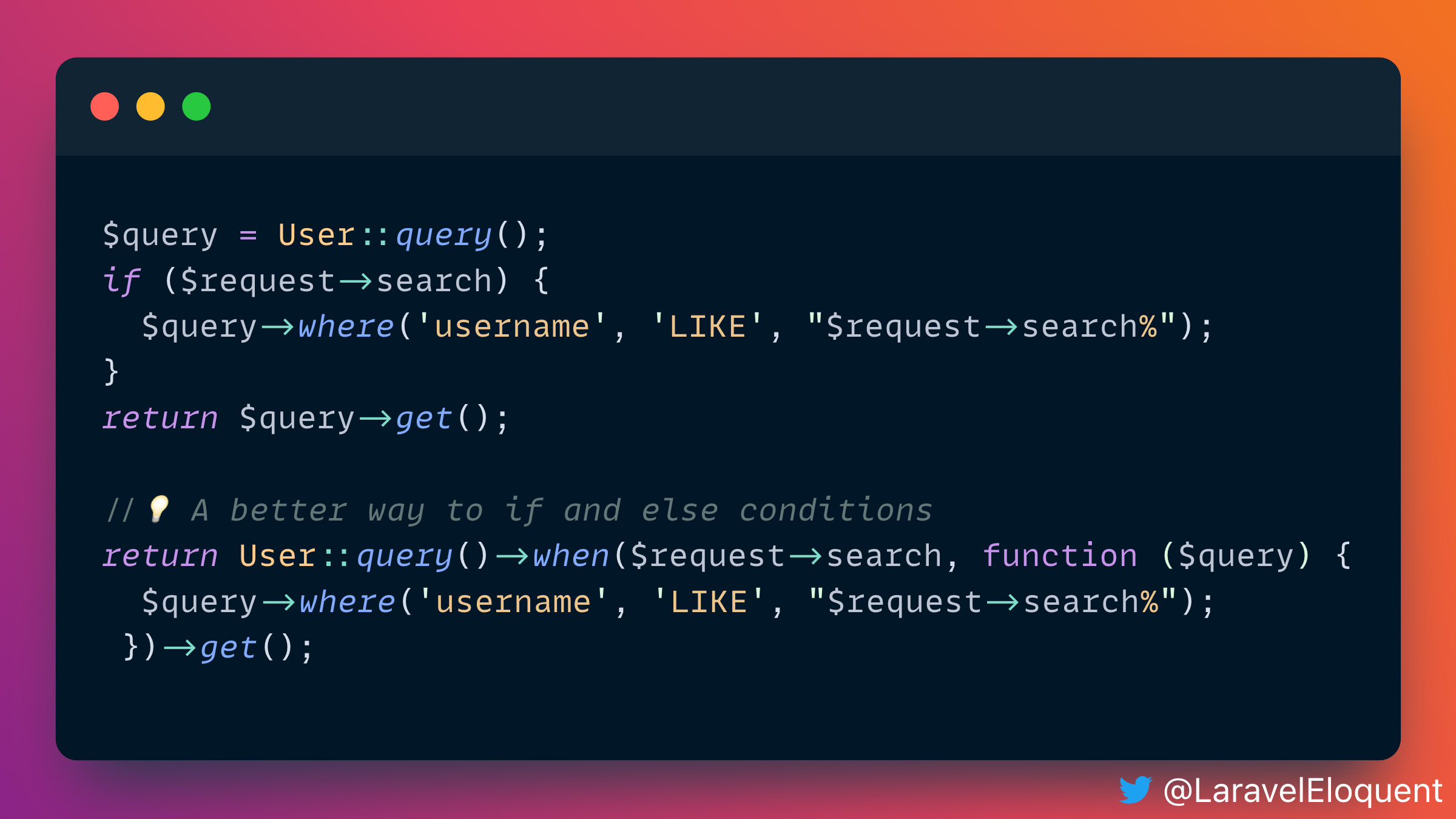 Laravel Eloquent on Twitter: Laravel Eloquent on Twitter: