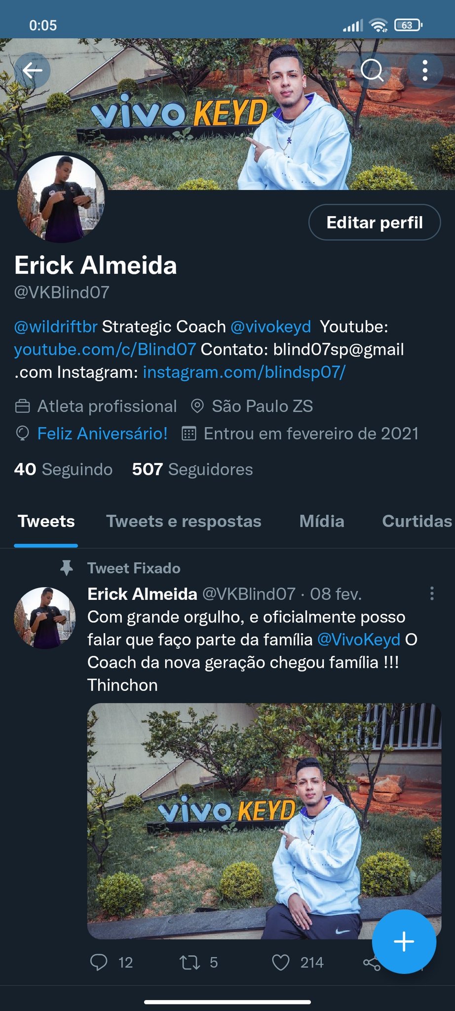 Erick Almeida (@BlindSP07) / Twitter