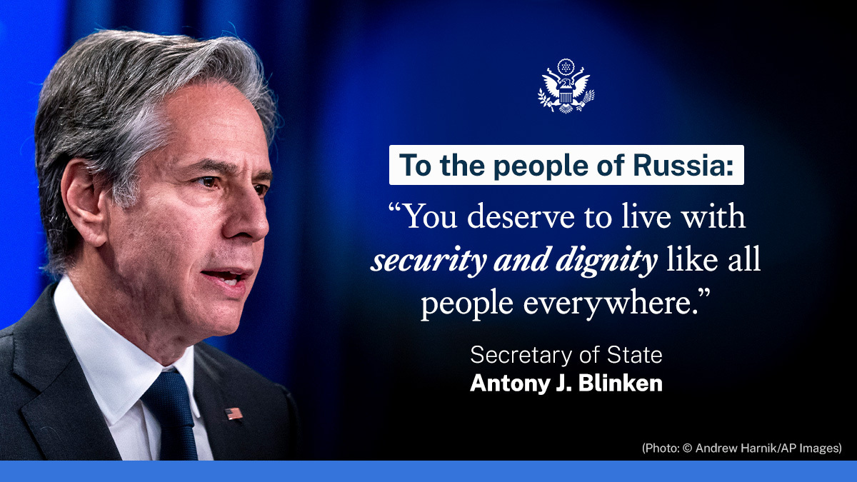 Department Of State On Twitter Secblinken Message To Russian