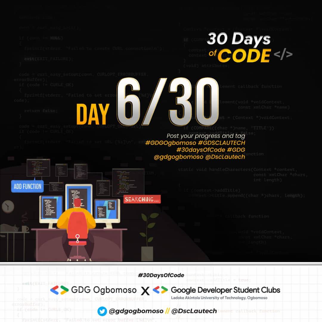 GDSC LAUTECH on Twitter: "Day6: Another day, Another opportunity to be world class, the journey ...