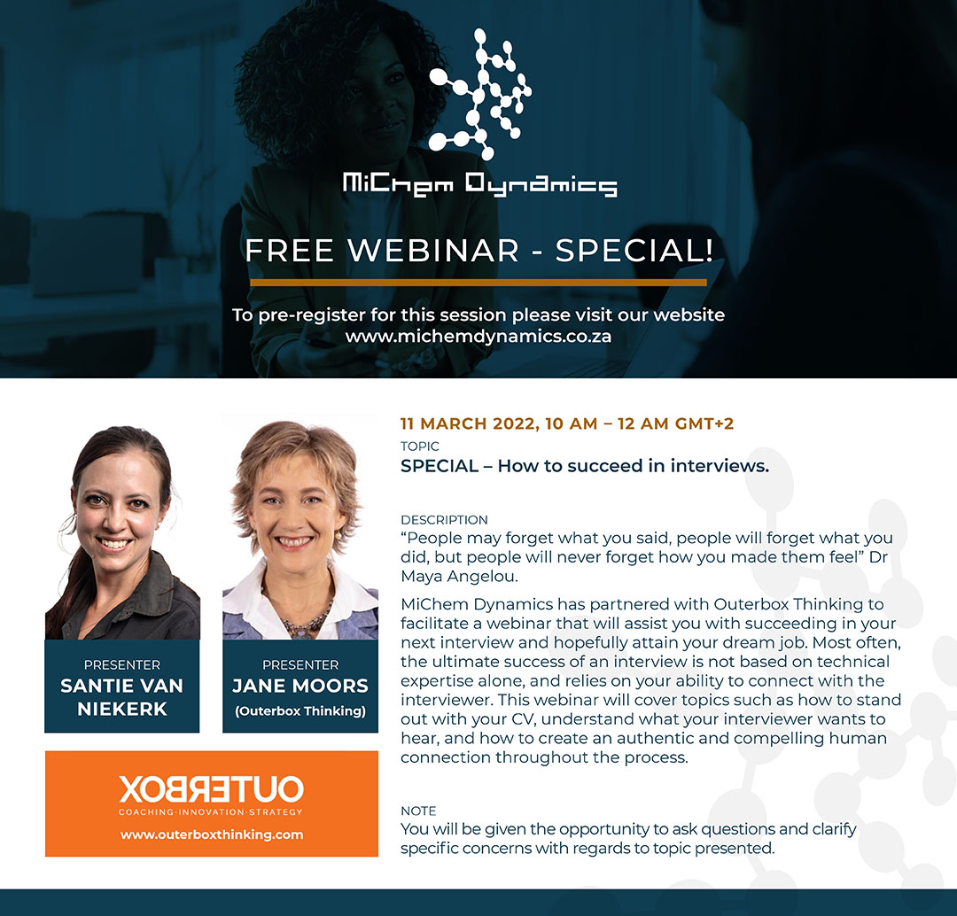 MiChem Dynamics on Twitter: "FREE WEBINAR SPECIAL – How to succeed in interviews, in partnership ...