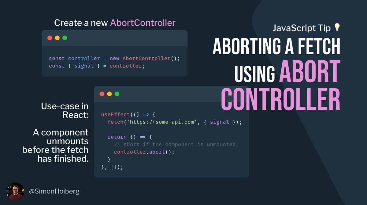Simon Høiberg 🇺🇦 on Twitter: "Did you know that you can cancel a fetch request using an ...