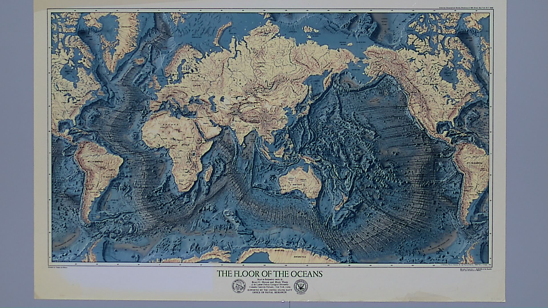 1977 World Ocean Floor Map Marie Tharp The - Free Word Template