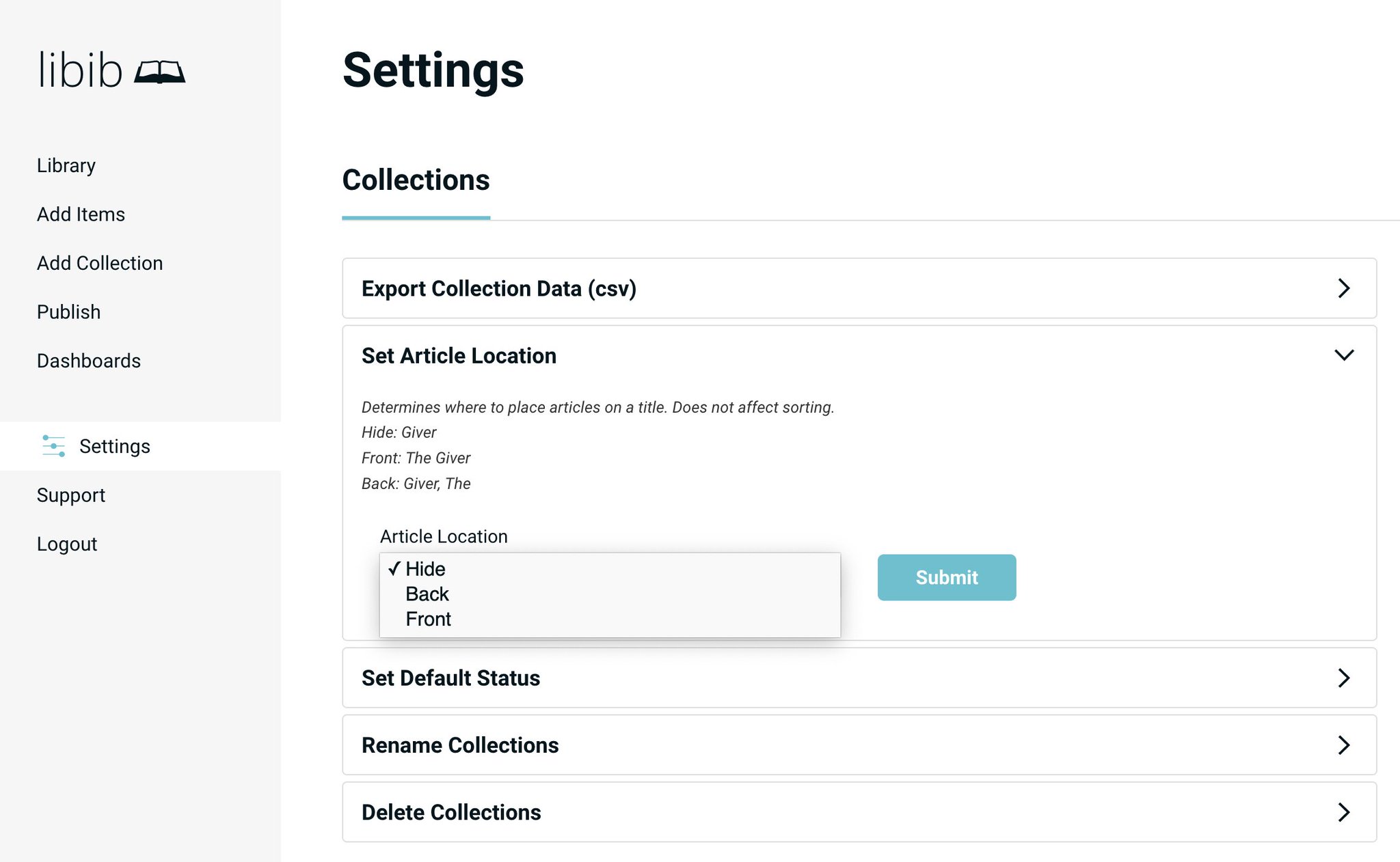 Libib on Twitter: "You can now set the location of how articles in titles are displayed ...