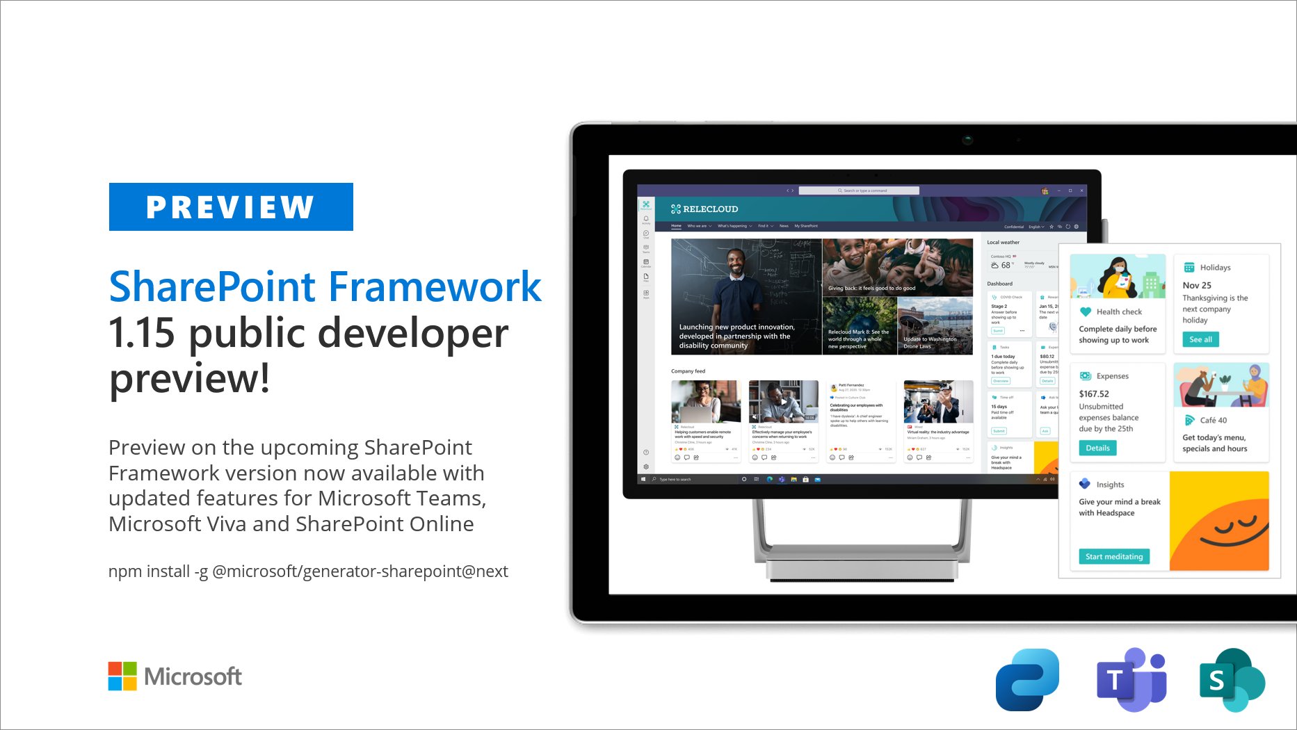 Vesa Juvonen on Twitter: "📢 Announcing new #SharePoint Framework 1.15 preview First preview ...