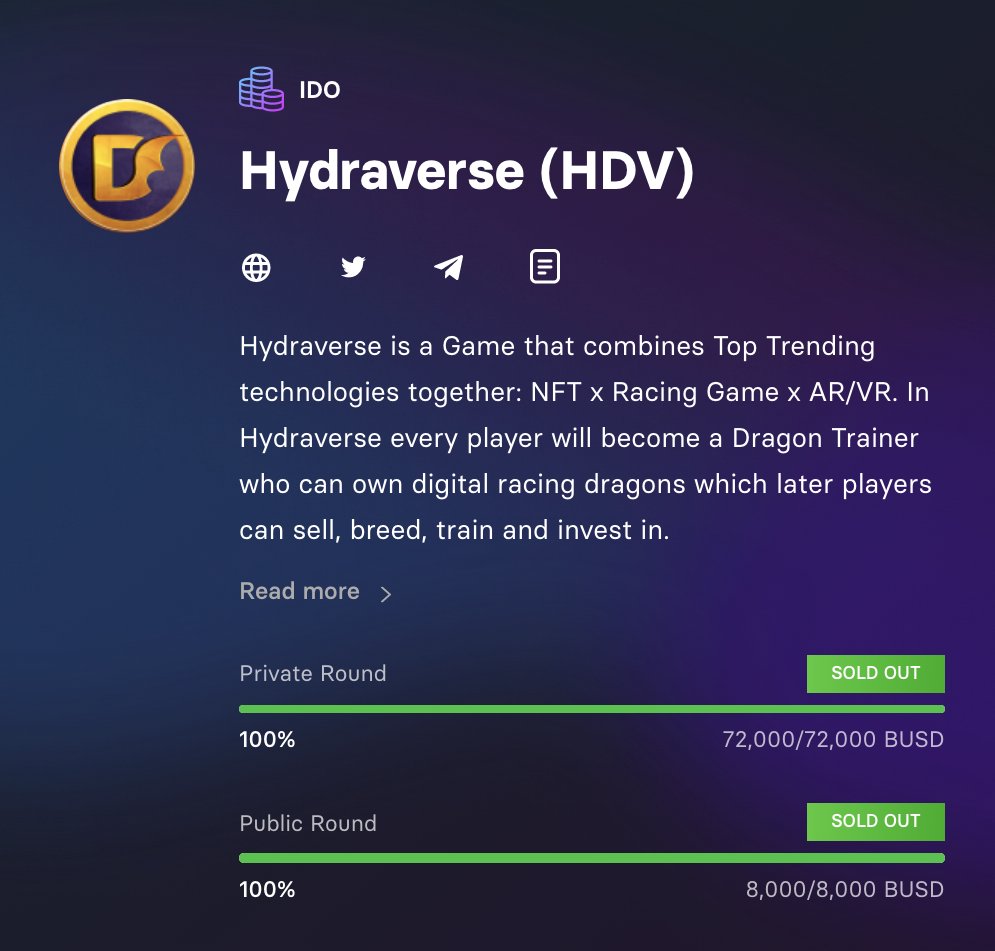NFTb on Twitter: "🔥@hydraverse_io #IDO completely sold out!🔥 🥳We have raised BUSD$80,000 ...