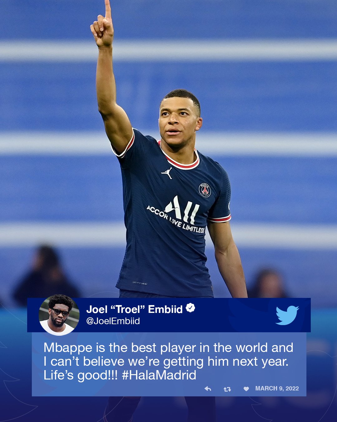 Cbs Sports Golazo ⚽️ On Twitter Real Madrid Fan Joelembiid Is