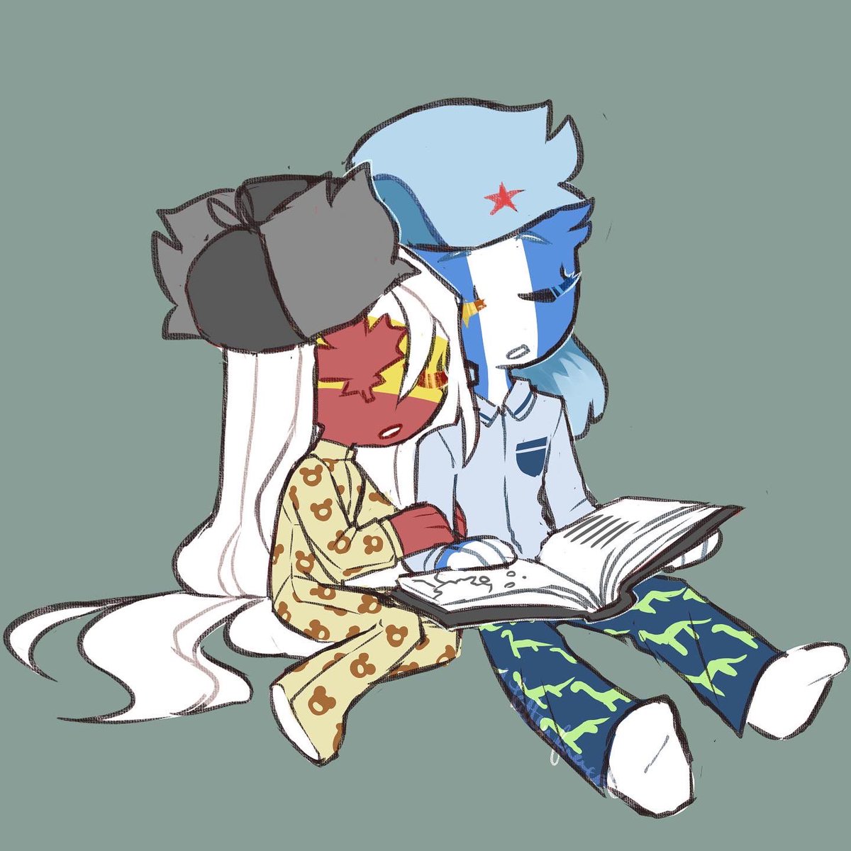 「Sleepy UCRR and Remaru🍁 - #countryhuma」|CH and YB Obsessed rnのイラスト