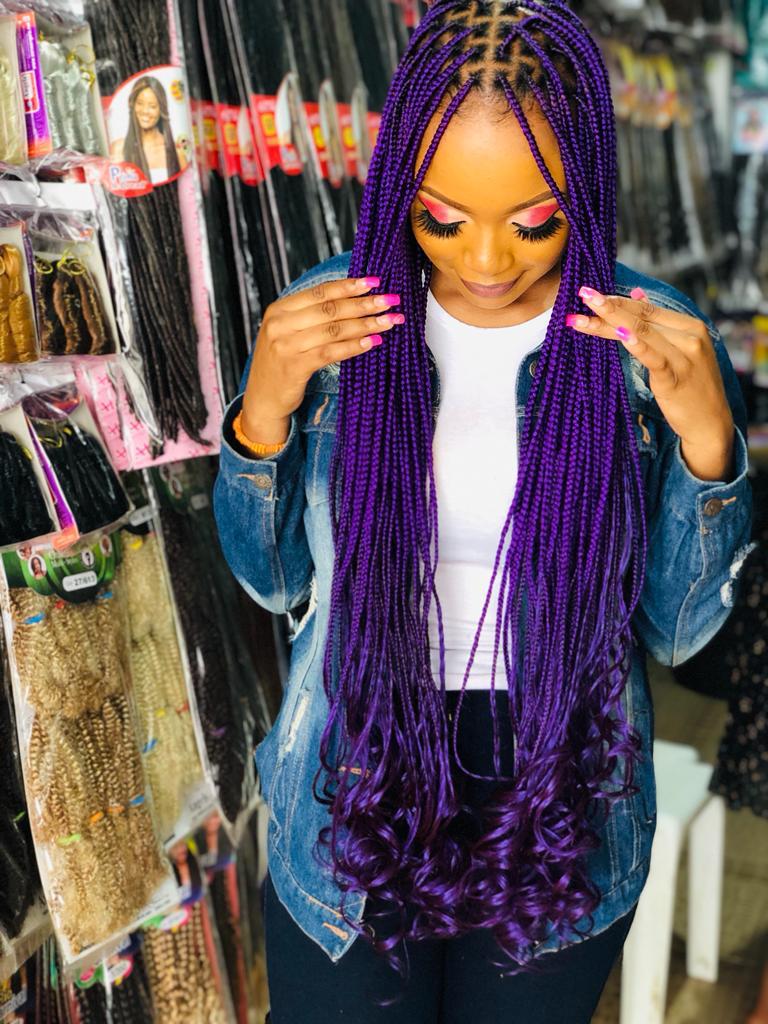 Box Braids With Purple