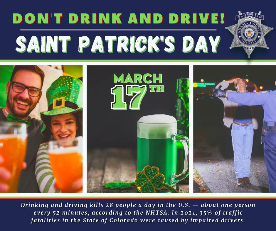 Adams Sheriff's Page on Twitter: "🍀 Saint Patrick’s Day is almost here ...