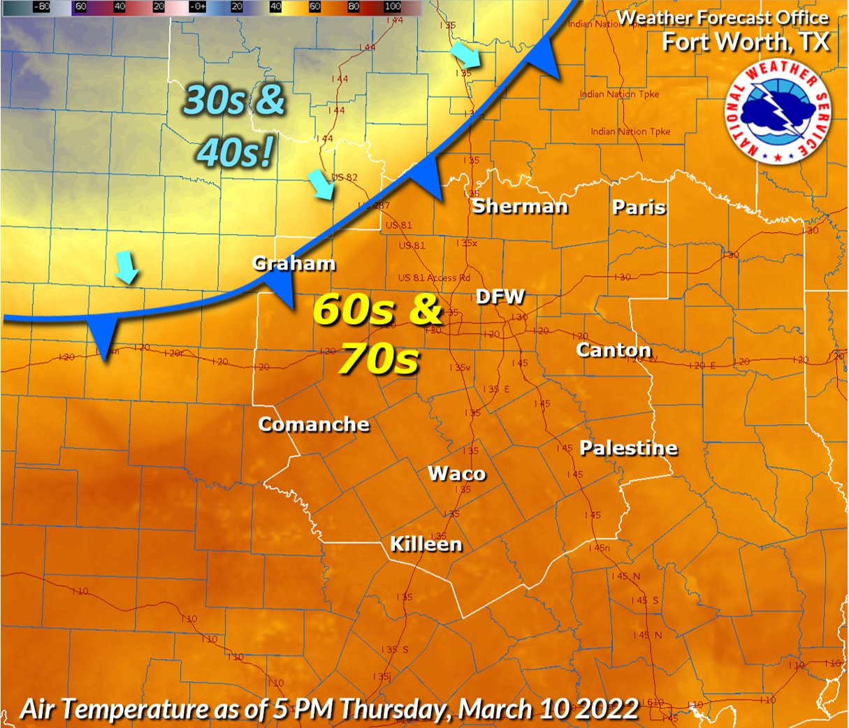 Nws Fort Worth On Twitter The Cold Front Is Starting To Move Into
