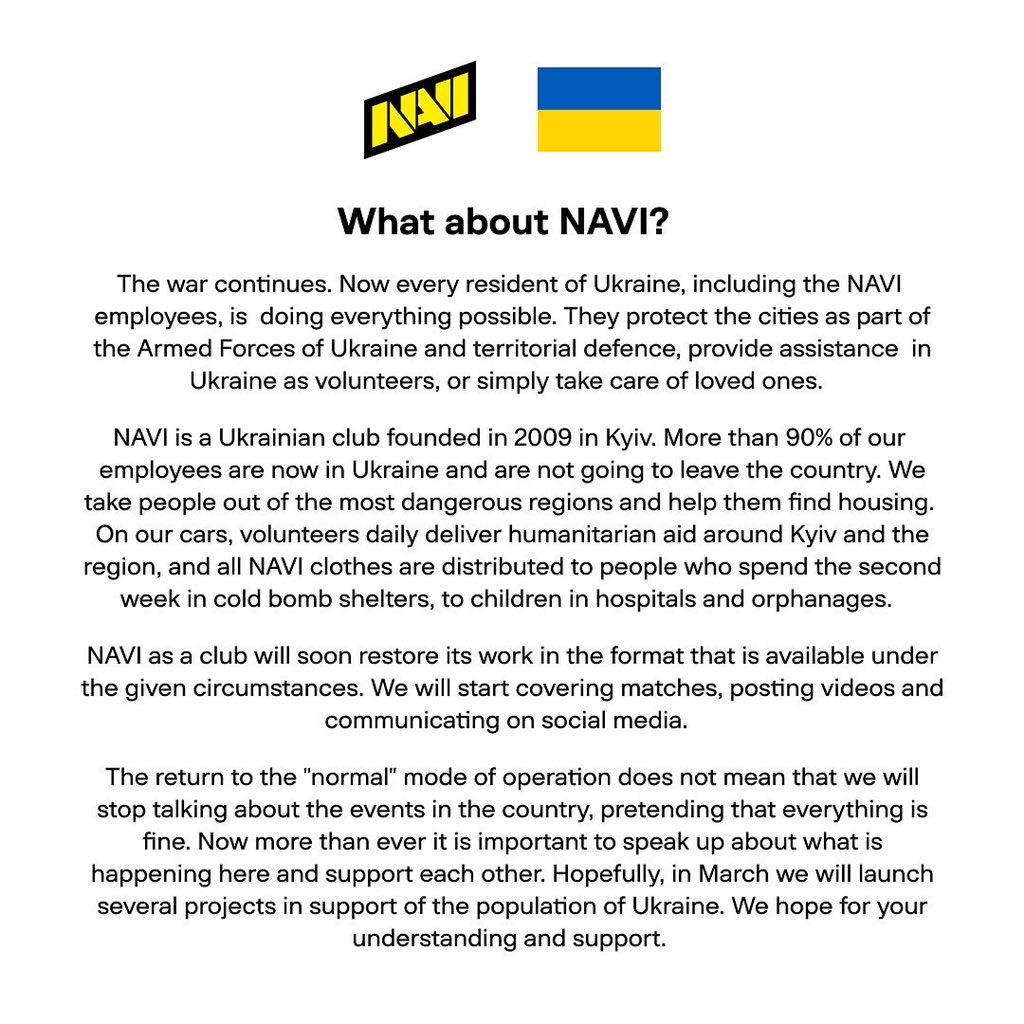 NAVI, Ukrainian club, issues status statement : r/QuakeChampions