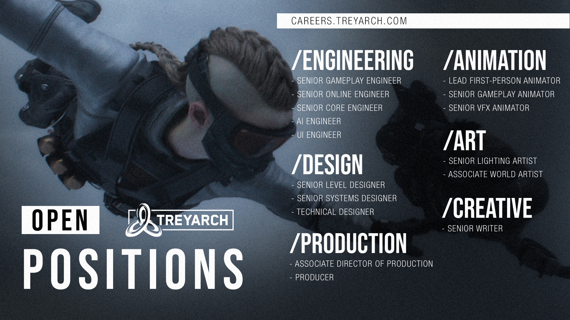 Treyarch Studios on Twitter: "We're hiring! Apply today to join Treyarch's growing teams in ...