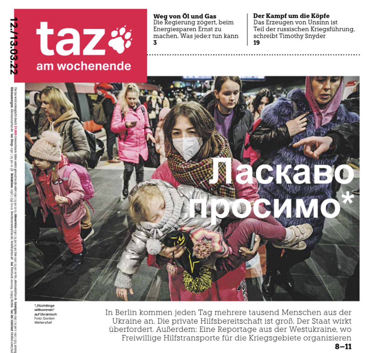 This is the front page of the German newspaper „taz“ ⁦tazgezwitscher ...