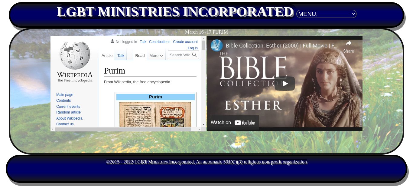 LGBT Ministries Incorporated NPO on Twitter: "Learn about the holiday PURIM March 16 & 17 https ...