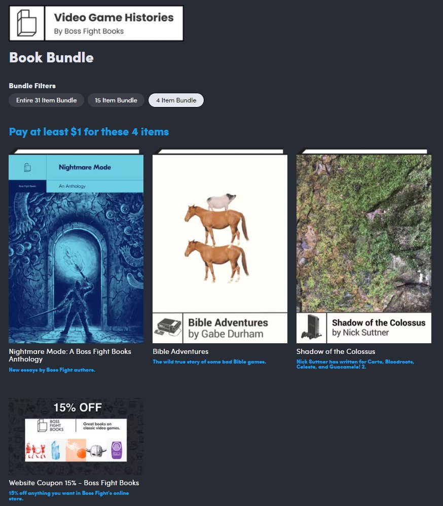 Wario64 on Twitter: "Shadow of the Colossus, Bible Adventures, Nightmare Mode books from Boss ...