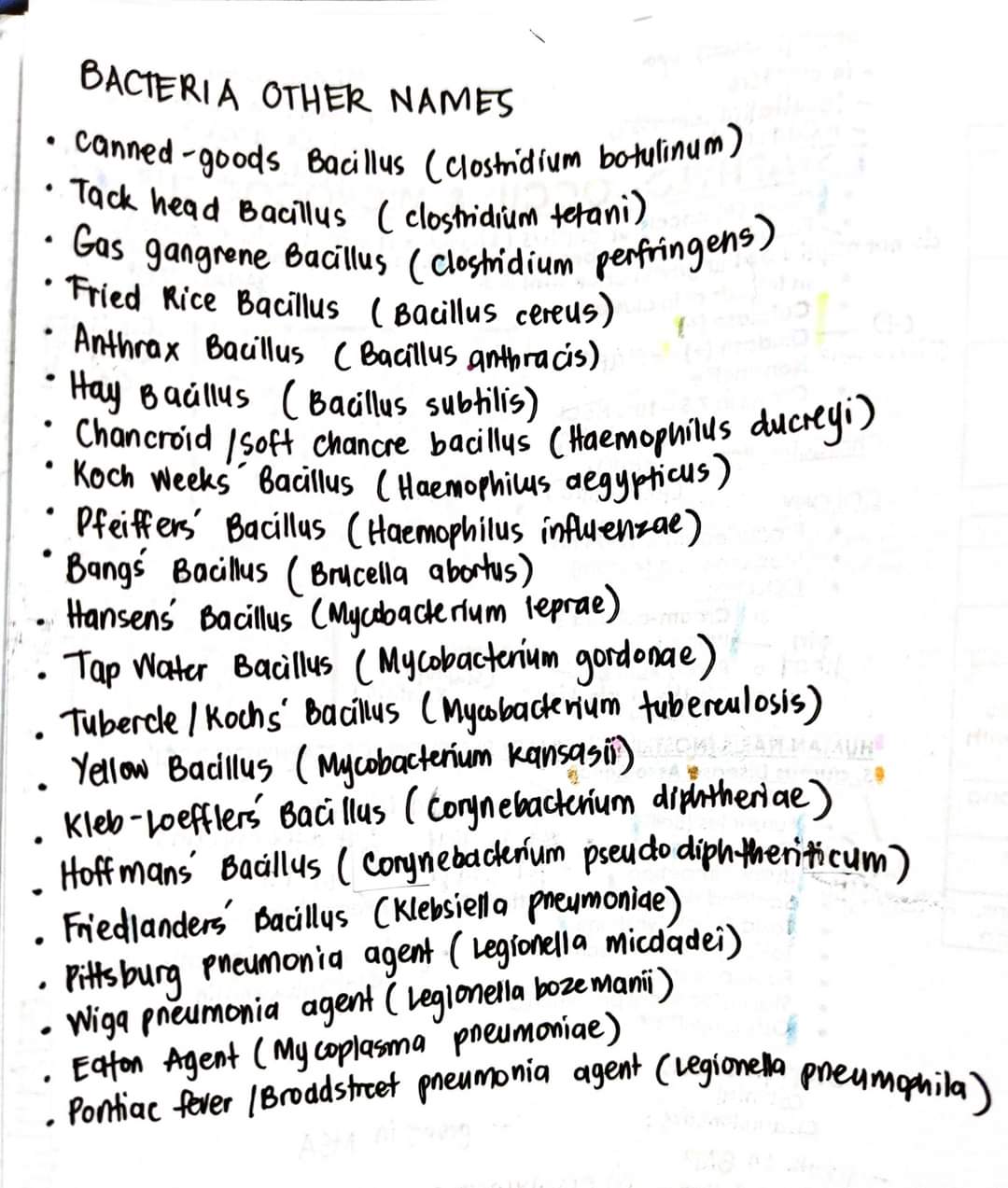 Bacteria Pictures With Names