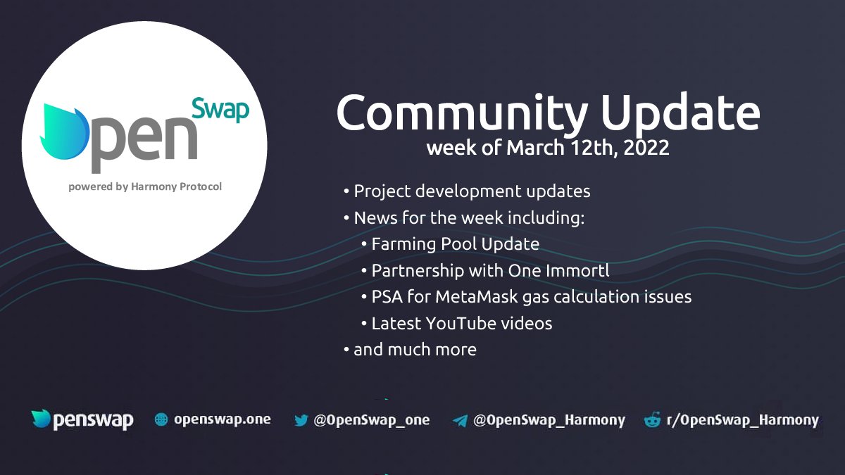 OpenSwap.one on Twitter: "It's time for the weekly OpenSwap update. This week recaps development ...